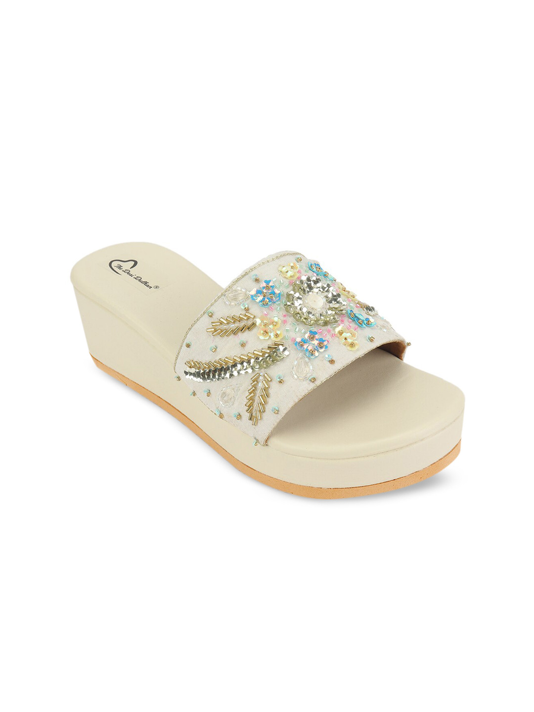 Buy The Desi Dulhan Women Cream Coloured Ethnic Wedge Sandals - Heels ...