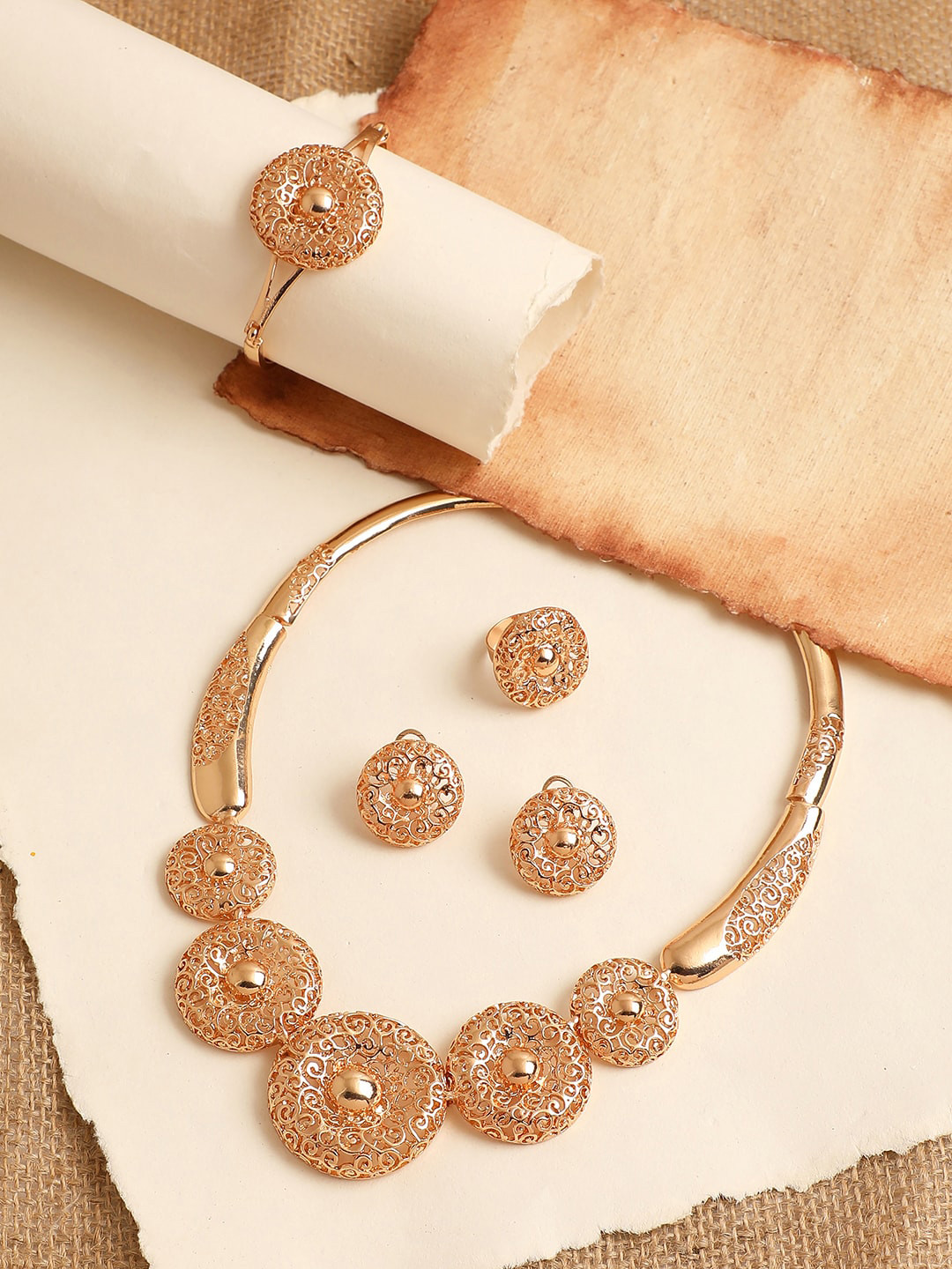 Buy SOHI Women Gold Plated White Stone Studded Jewellery Set ...