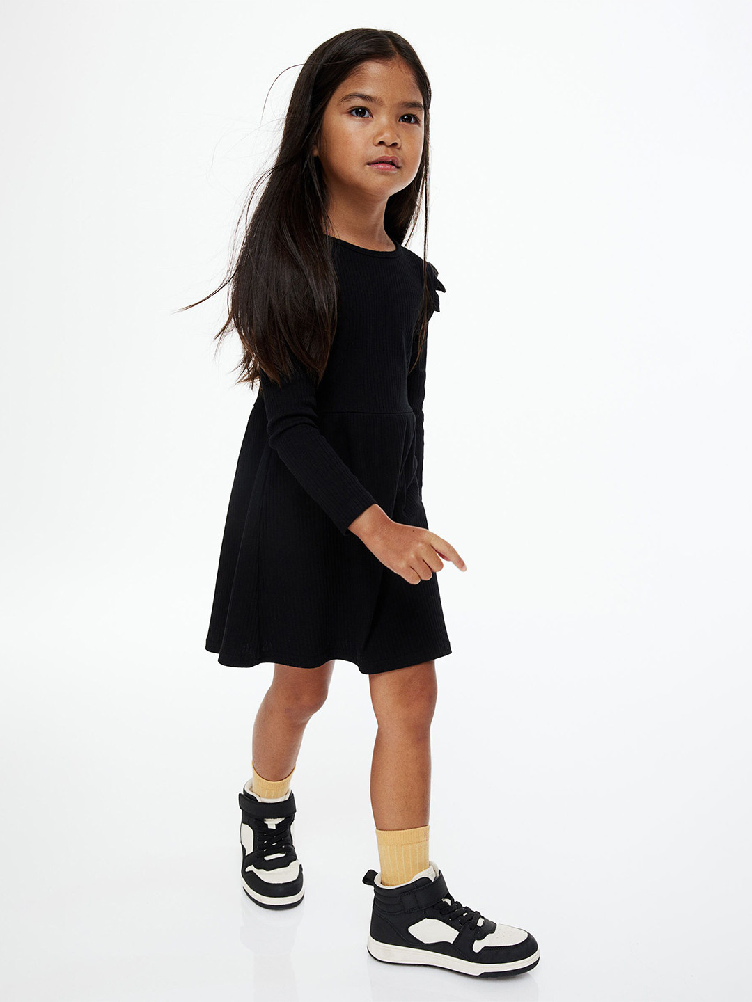 Buy H&M Girls Black Ribbed Jersey Dress - Dresses for Girls 20515138 ...