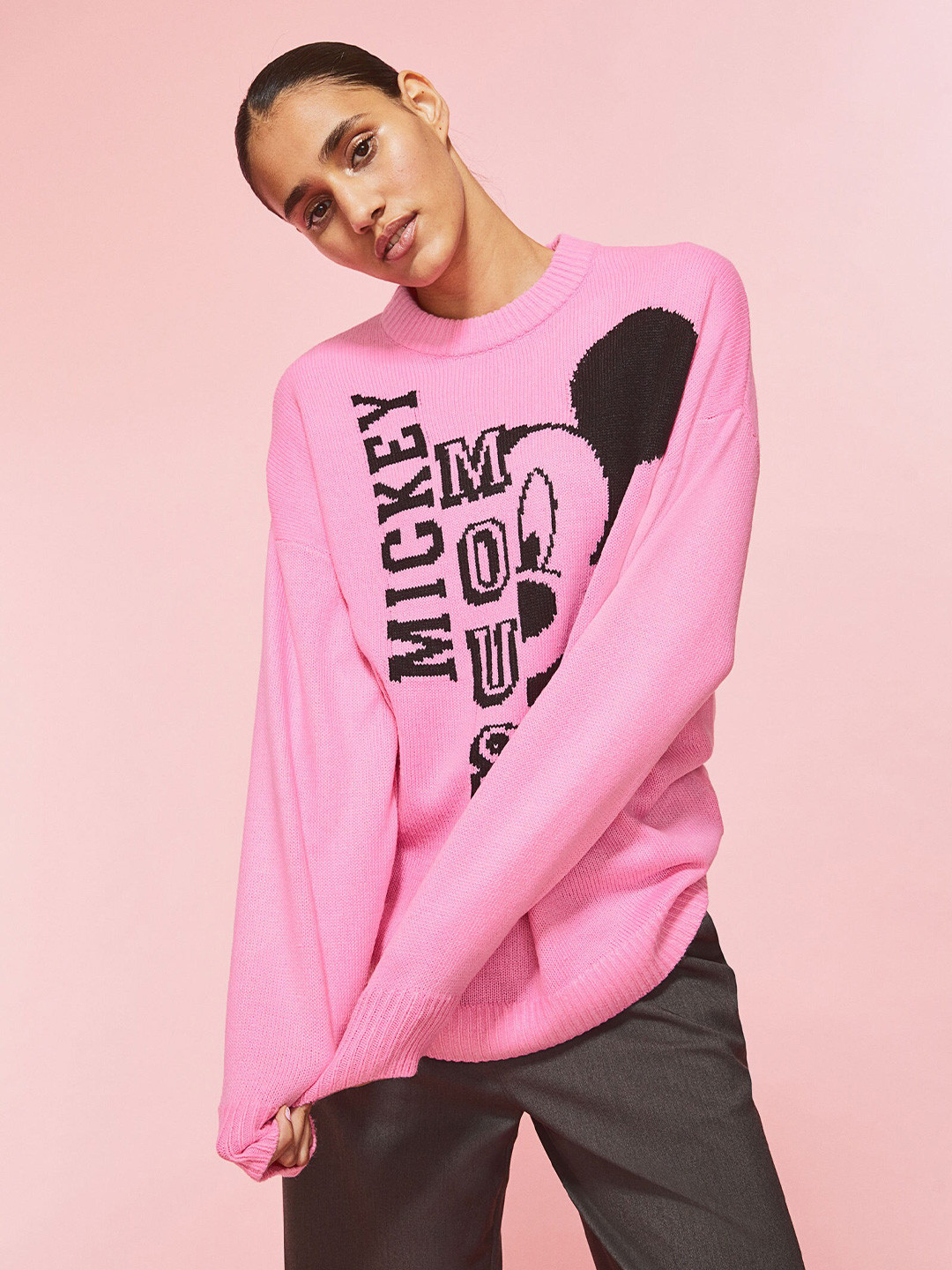 Buy H&M Women Mickey Mouse Jacquard Knit Jumper - Sweaters for Women ...