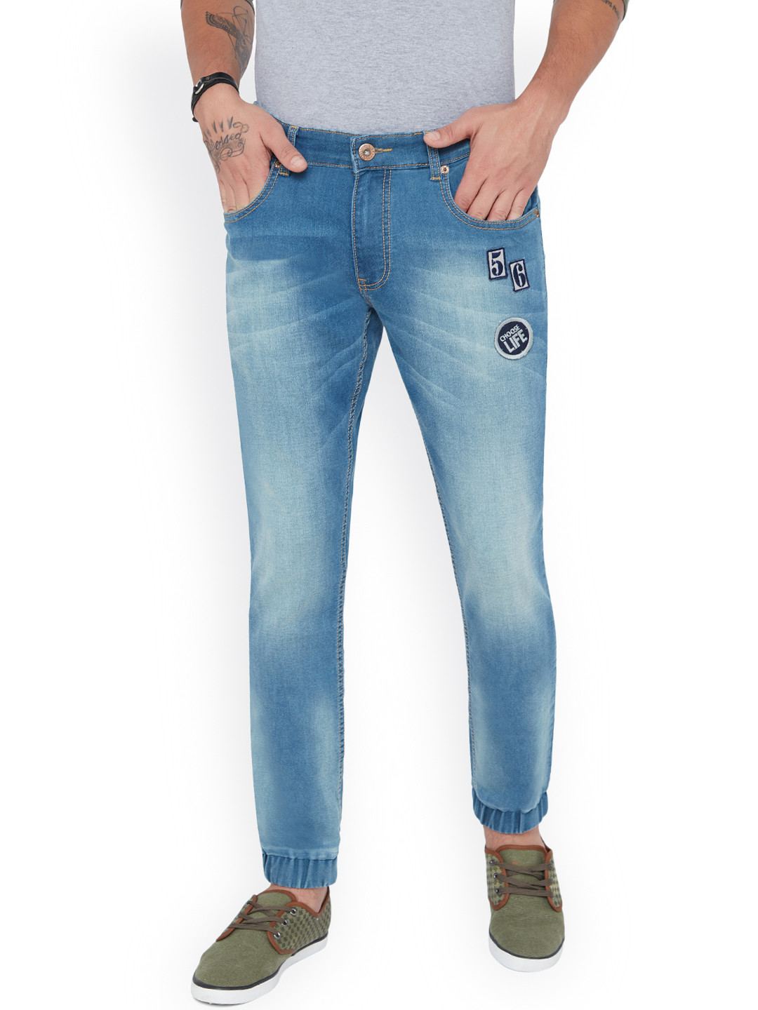 Buy Breakbounce Men Blue Slim Fit Mid Rise Clean Look Stretchable ...