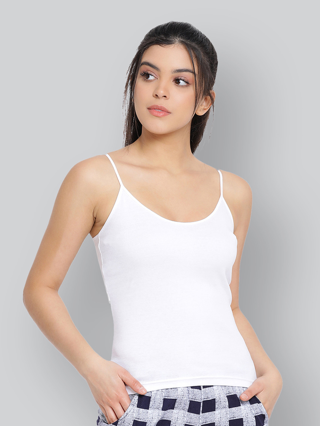 Buy LYRA Women White Solid Cotton Camisoles - Camisoles for Women ...