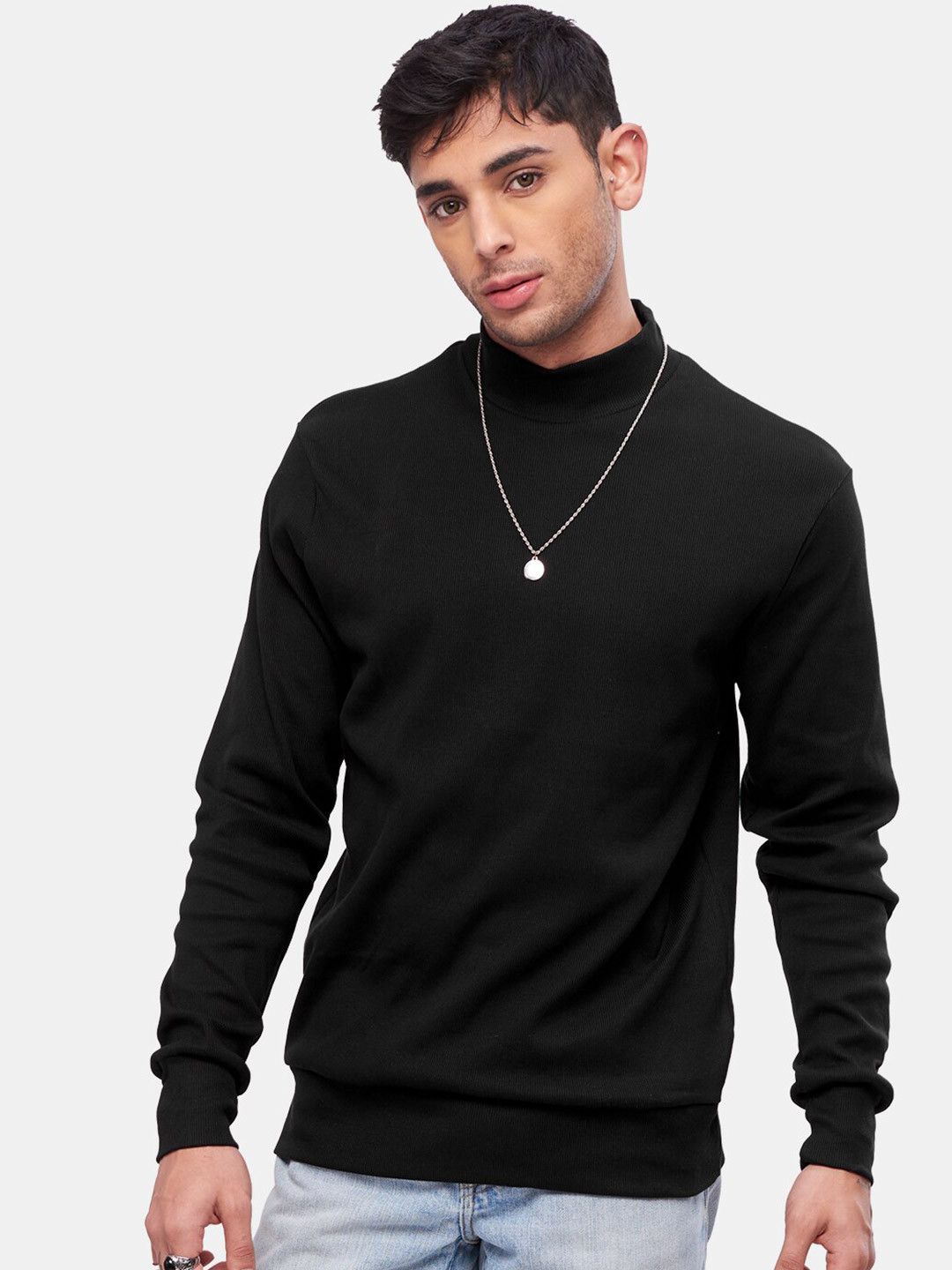 Buy The Souled Store Men Cotton High Neck Solid Sweatshirt ...