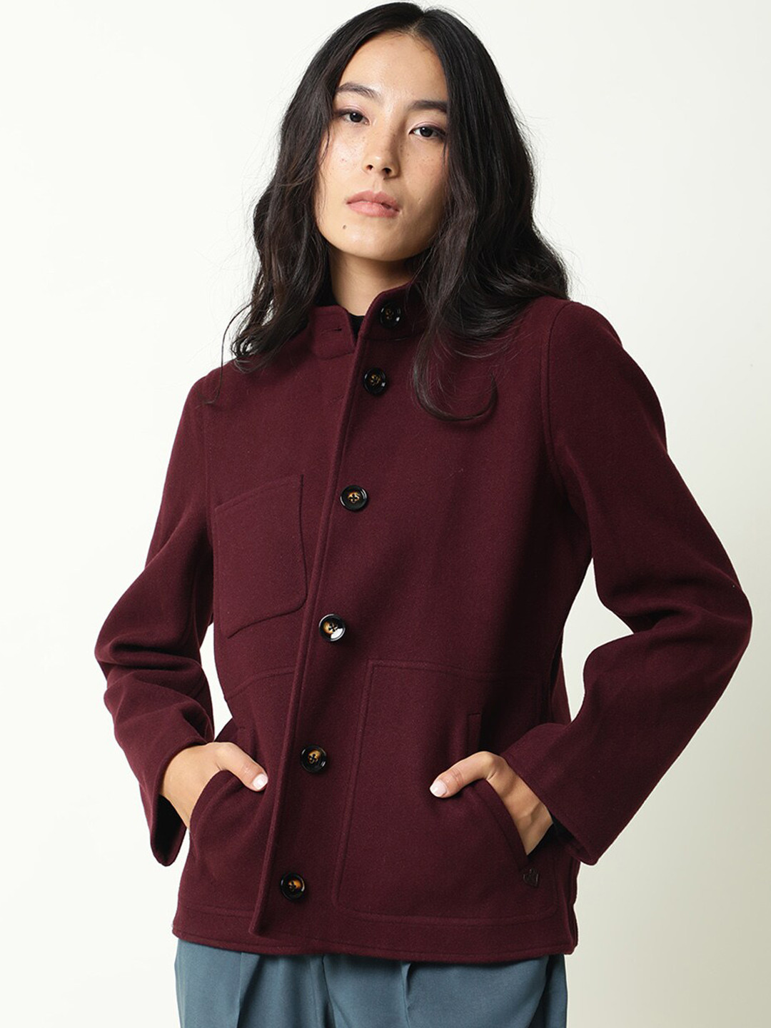 Buy RAREISM Women Maroon Tailored Jacket - Jackets for Women 20521222 ...