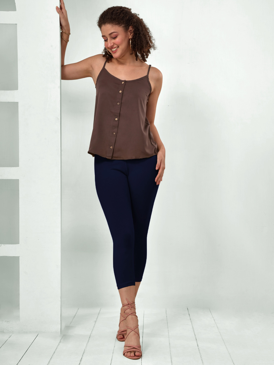 Buy LYRA Women Blue Solid Cotton Regular Fit Capris - Capris for Women ...