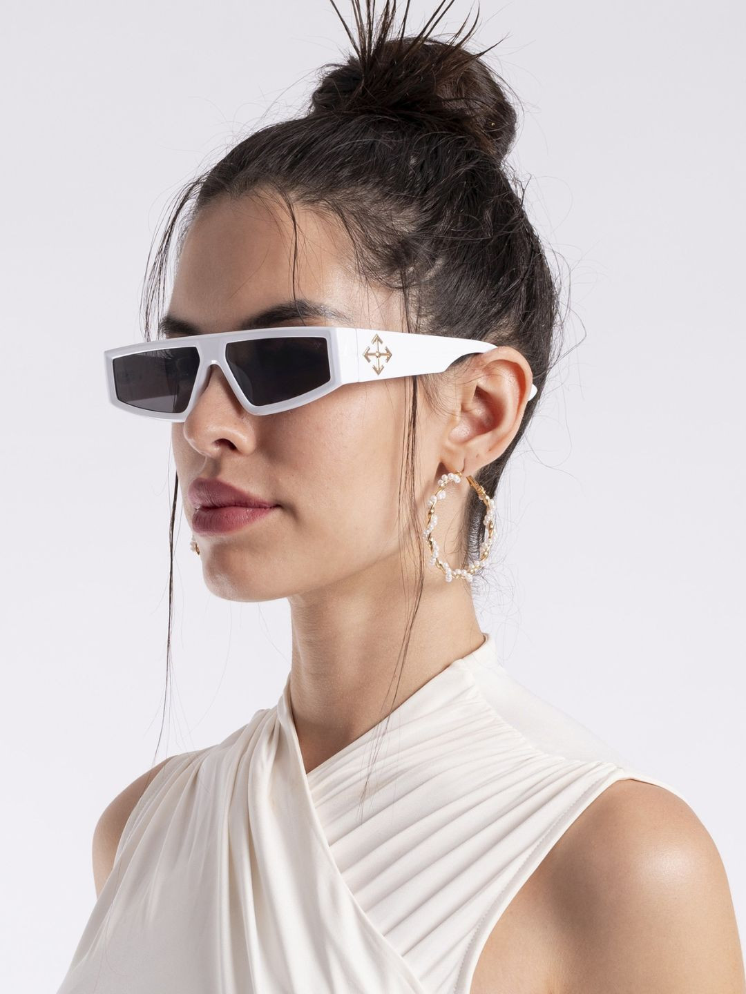 Buy Voyage Unisex Black Lens & White Wayfarer Sunglasses With UV ...