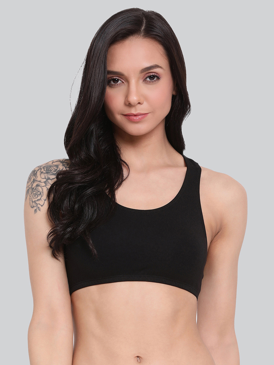 Buy LYRA Black Cotton Lightly Padded Sports Bra LYRA_BRA_541_BLK_XL_1PC ...