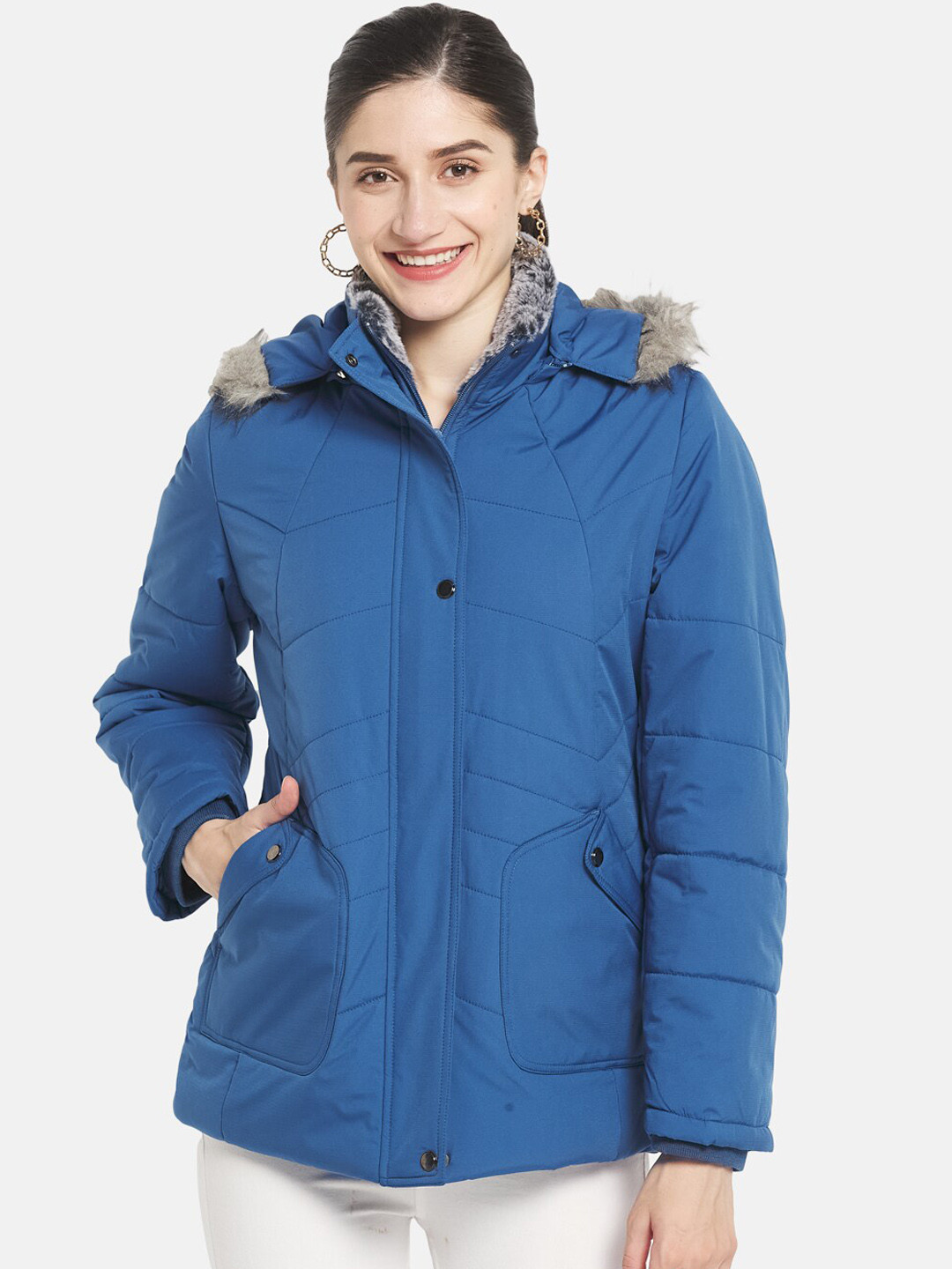 Buy Monte Carlo Women Blue Parka Jacket - Jackets for Women 20524946 ...