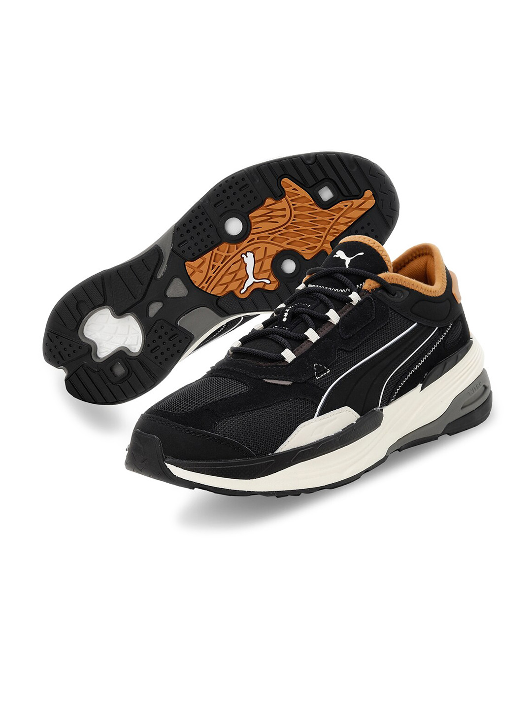 Buy Puma Black Colourblocked Leather Extent Nitro Heritage Sneakers ...