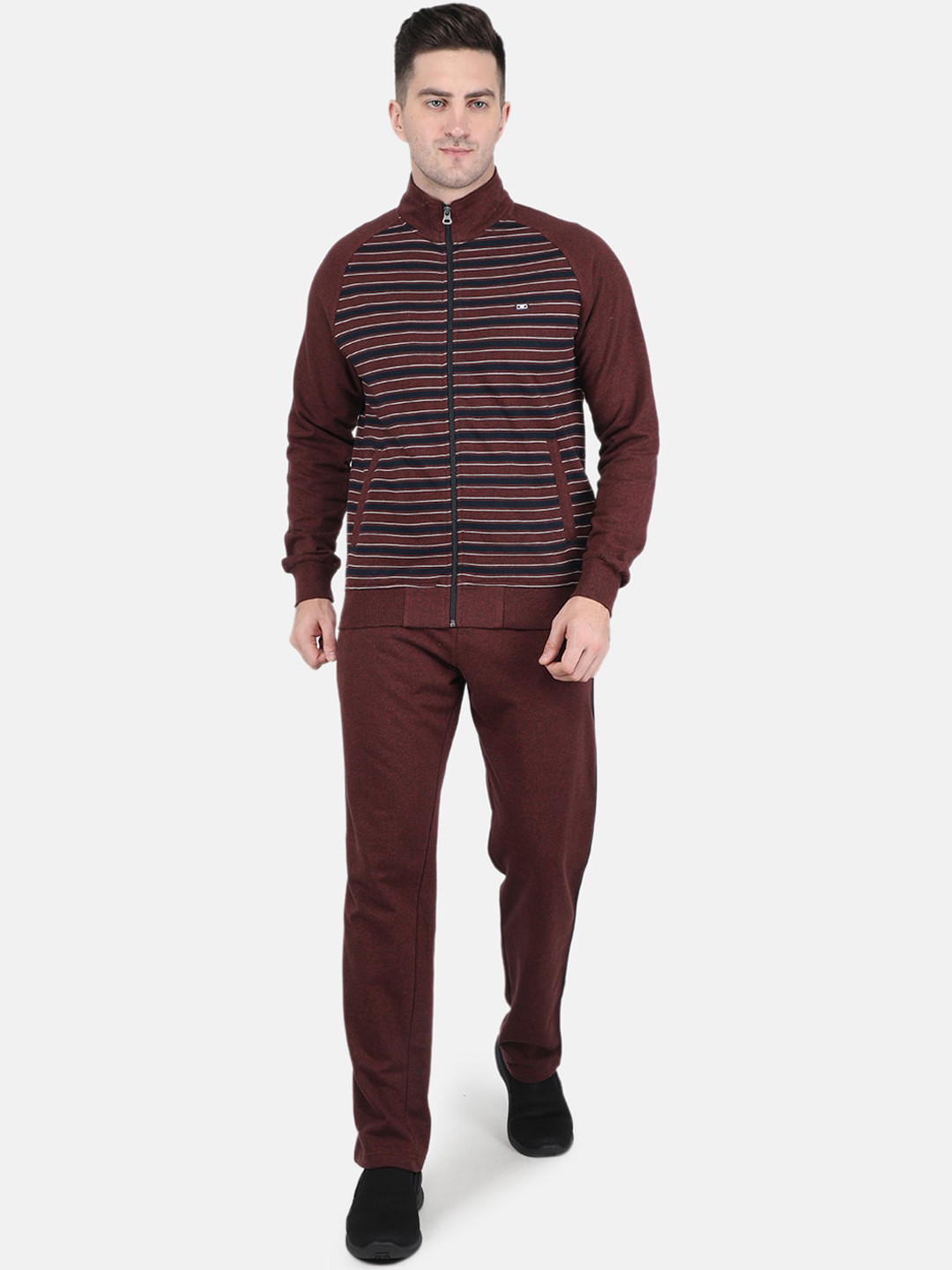 Buy Monte Carlo Men Plus Size Maroon Striped Tracksuit - Tracksuits for ...