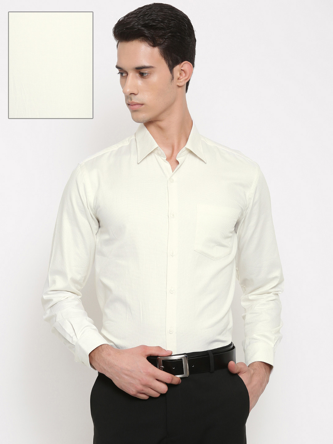 Buy Urbana Men Off White Tailored Fit Self Design Formal Shirt - Shirts ...