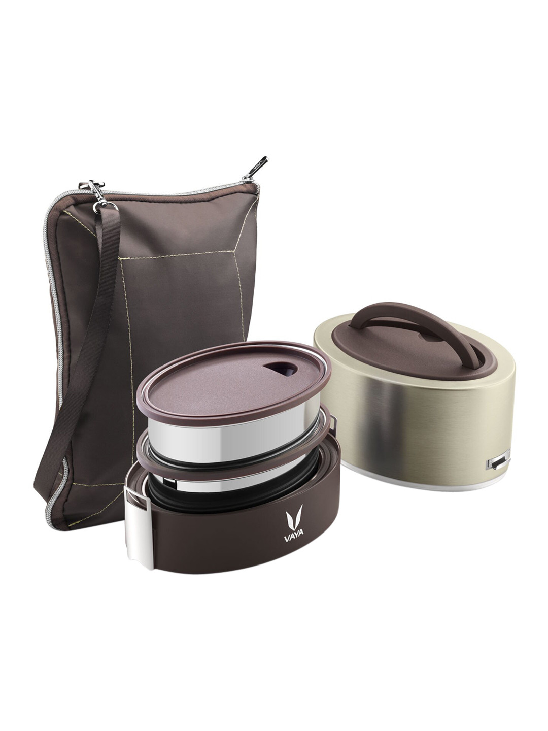 Buy Vaya Kids Metallic Solid Stainless Steel Lunch Box With Bag 600 Ml ...