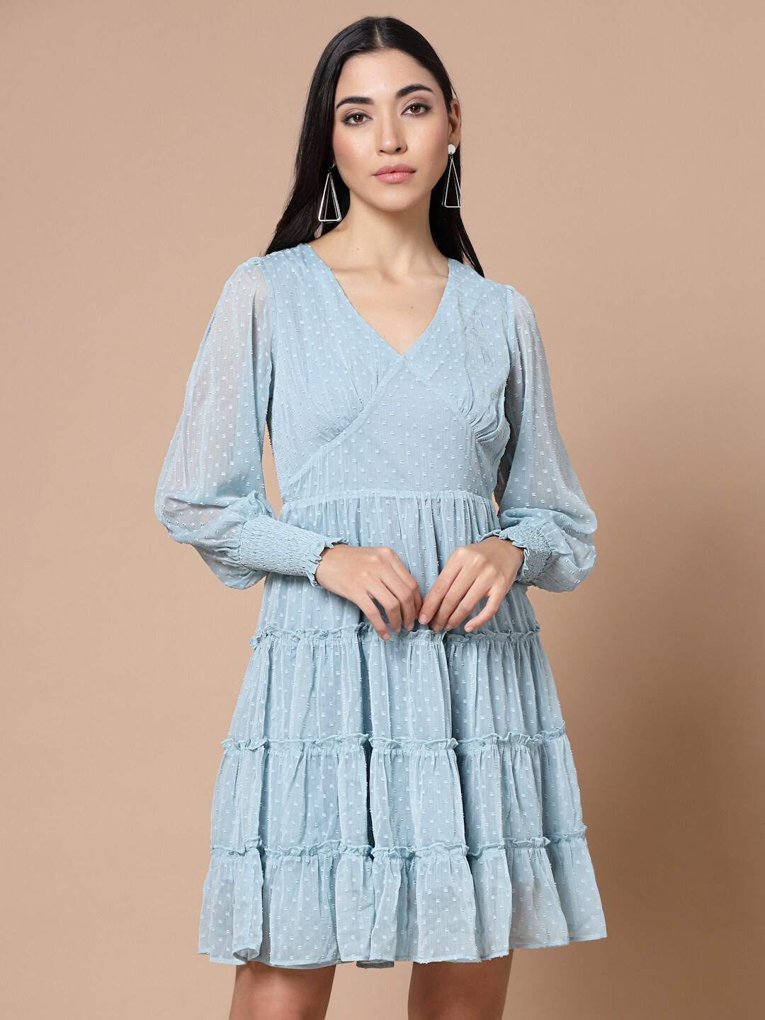 Buy Strong And Brave Women Odour Free Blue Self Design Dress - Dresses ...
