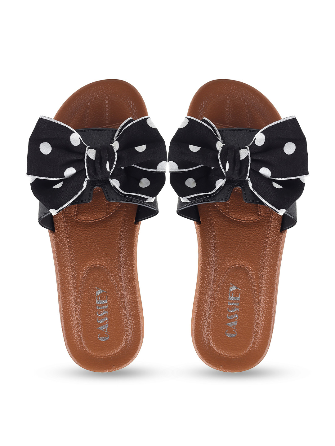 Buy CASSIEY Women Black & White Printed Rubber Sliders - Flip Flops for ...