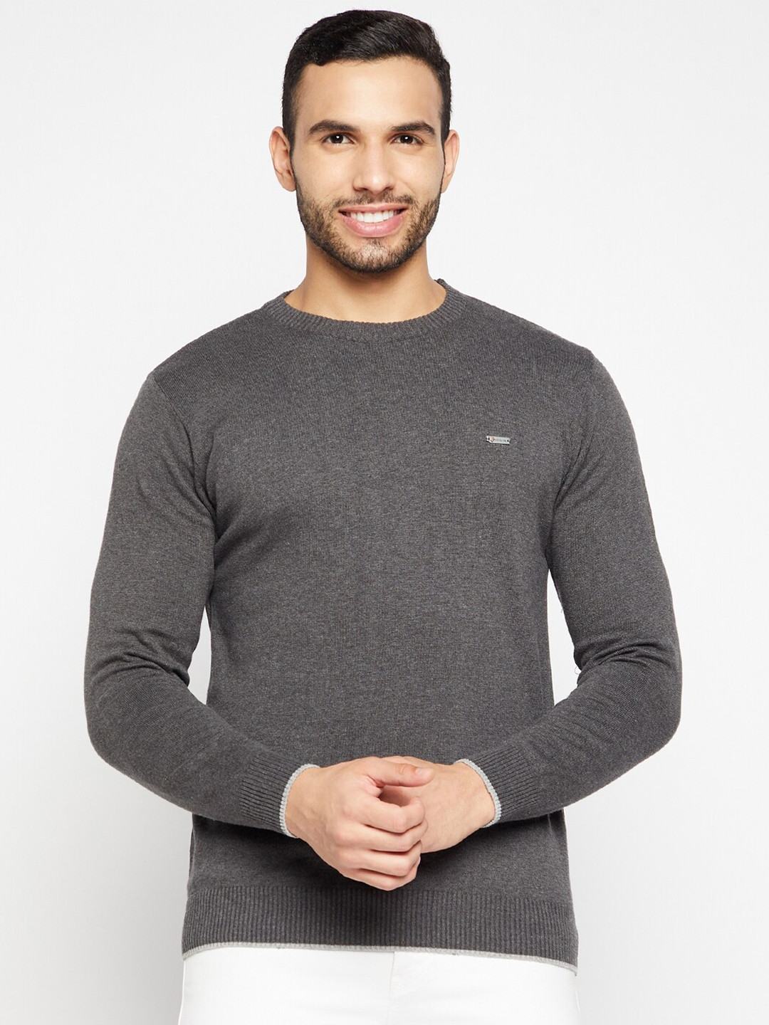 Buy Duke Men Grey Solid Long Sleeves Pullover - Sweaters for Men ...
