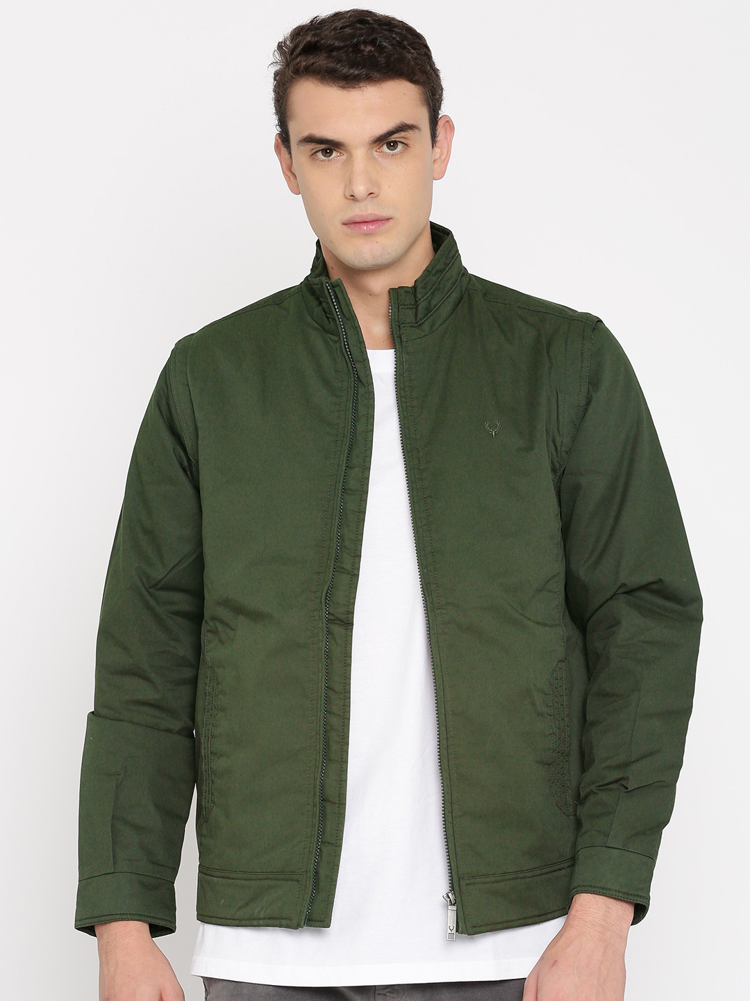 Buy Allen Solly Men Olive Green Solid Jacket - Jackets for Men 2053931 ...