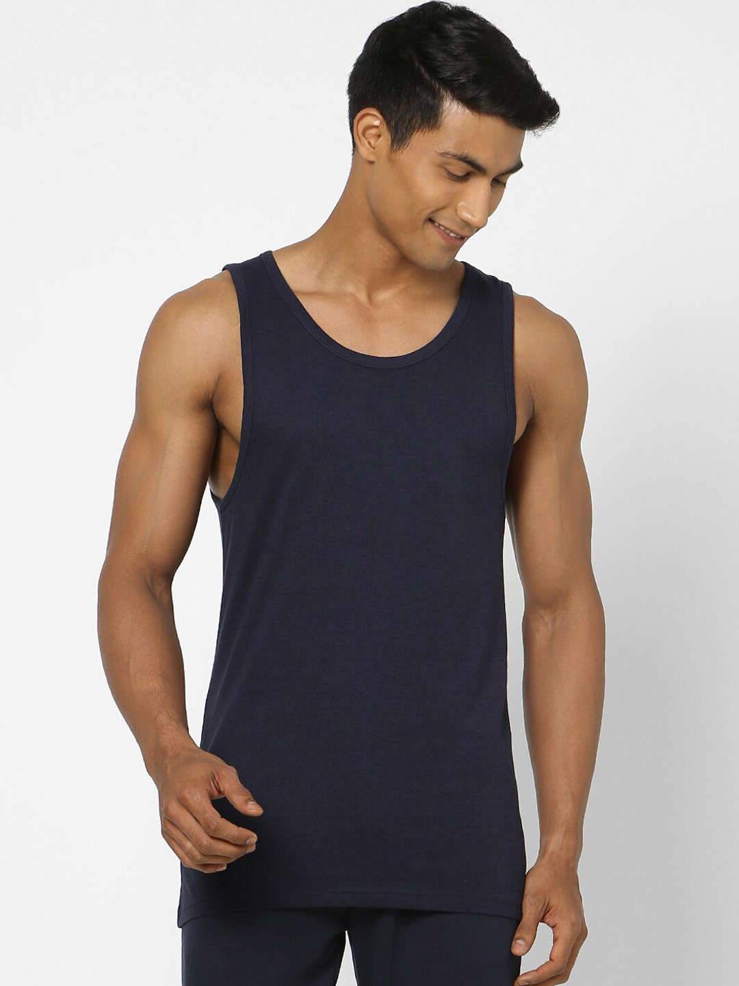 Buy Ajile By Pantaloons Men Navy Blue Solid Innerwear Vest - Innerwear ...