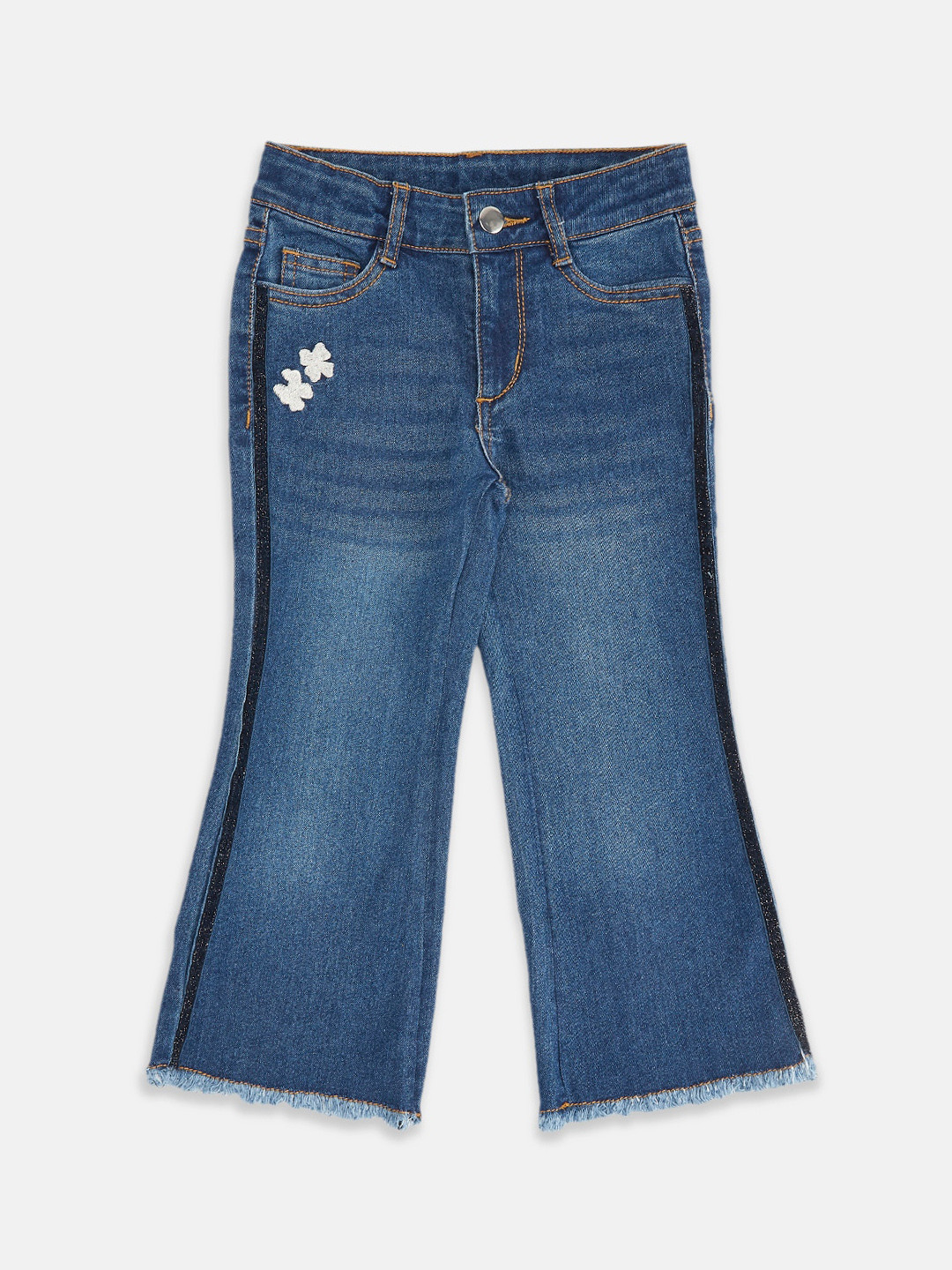 Buy Pantaloons Junior Girls Blue Light Fade Medium Shade Wide Leg Jeans ...