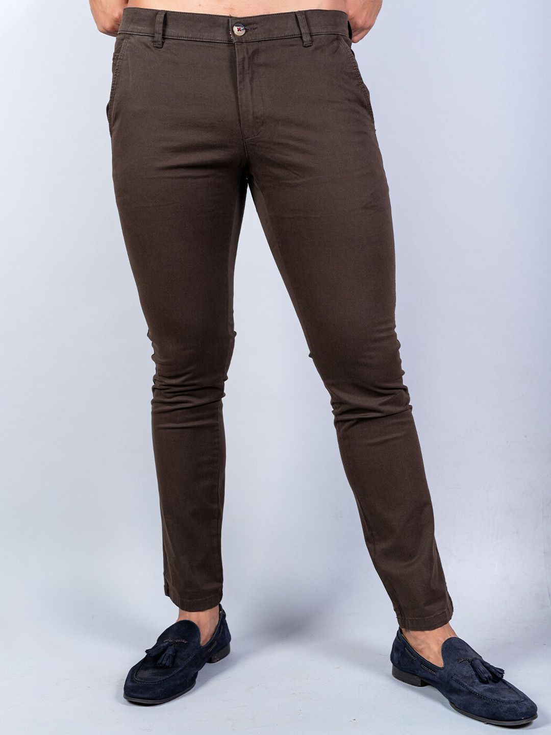 Buy Tistabene Men Brown Relaxed Cotton Twill Chinos Trouser - Trousers ...