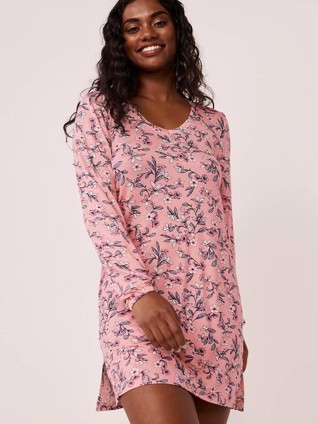 Buy La Vie En Rose Women Pink Printed Nightdress - Nightdress for Women ...