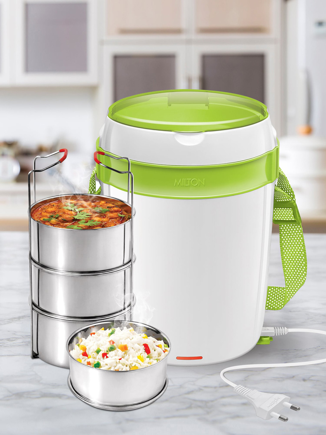 Buy Milton Swan White Futron Tiffin Stainless Steel Tiffin Box Set Of 4 ...