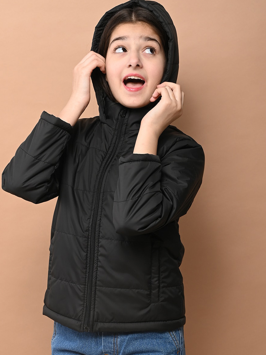 Buy LilPicks Girls Black Lightweight Puffer Jacket - Jackets for Girls ...