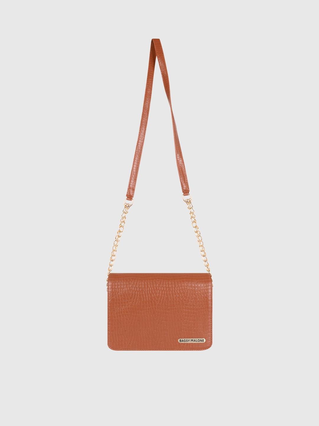 Buy Bagsy Malone Tan Textured PU Structured Sling Bag - Handbags for ...