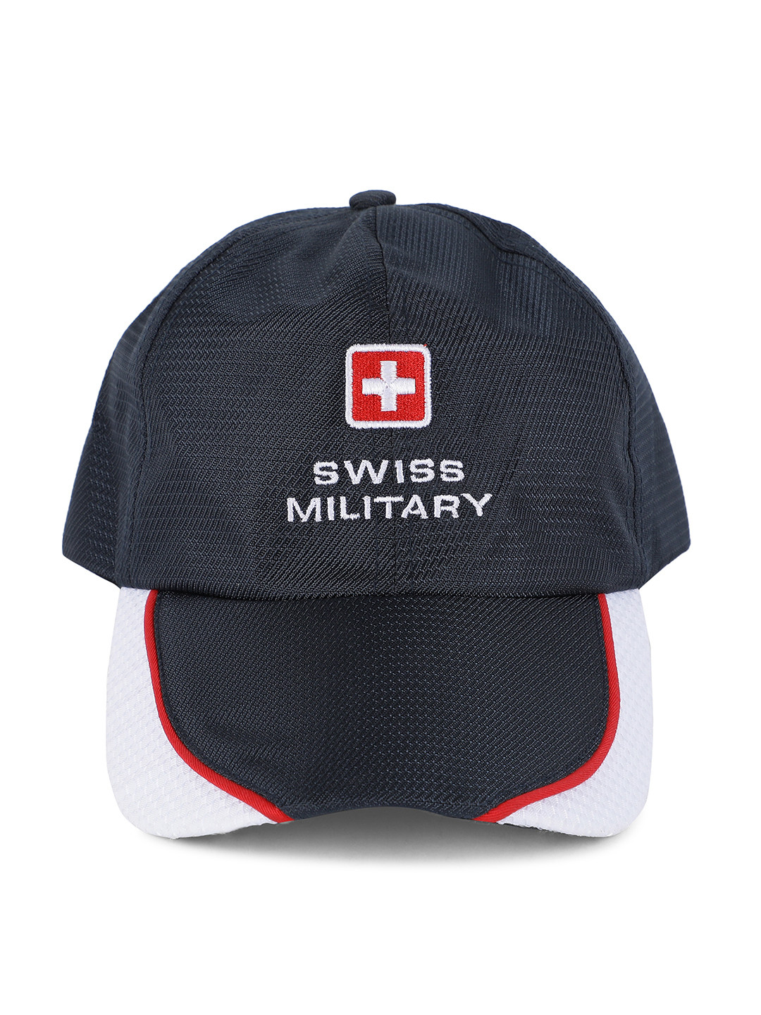 Buy SWISS MILITARY Men Navy Blue & Red Embroidered Cap - Sports ...