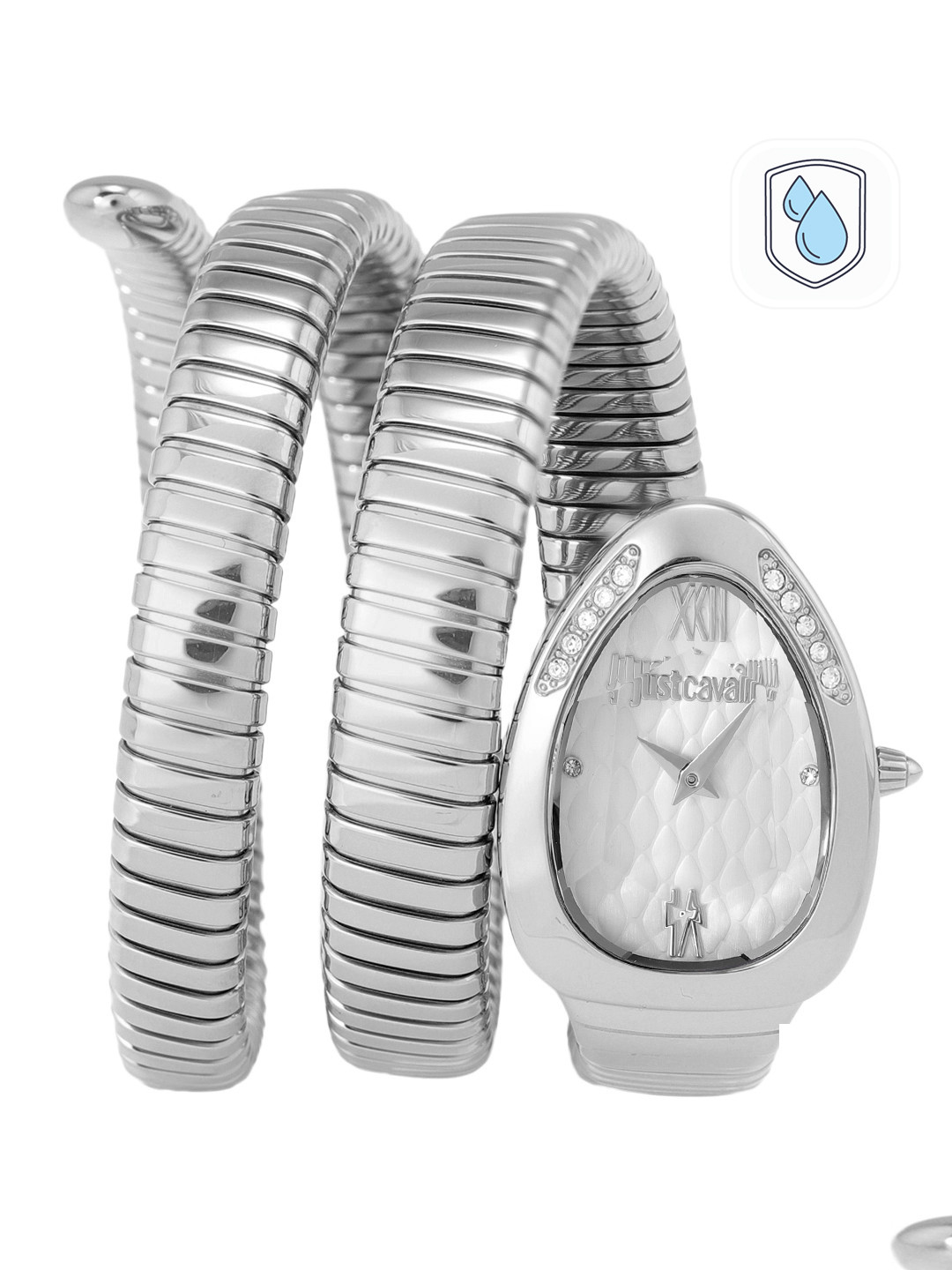 Buy Just Cavalli Women Silver Toned Dial Wrap Around Straps Analogue ...