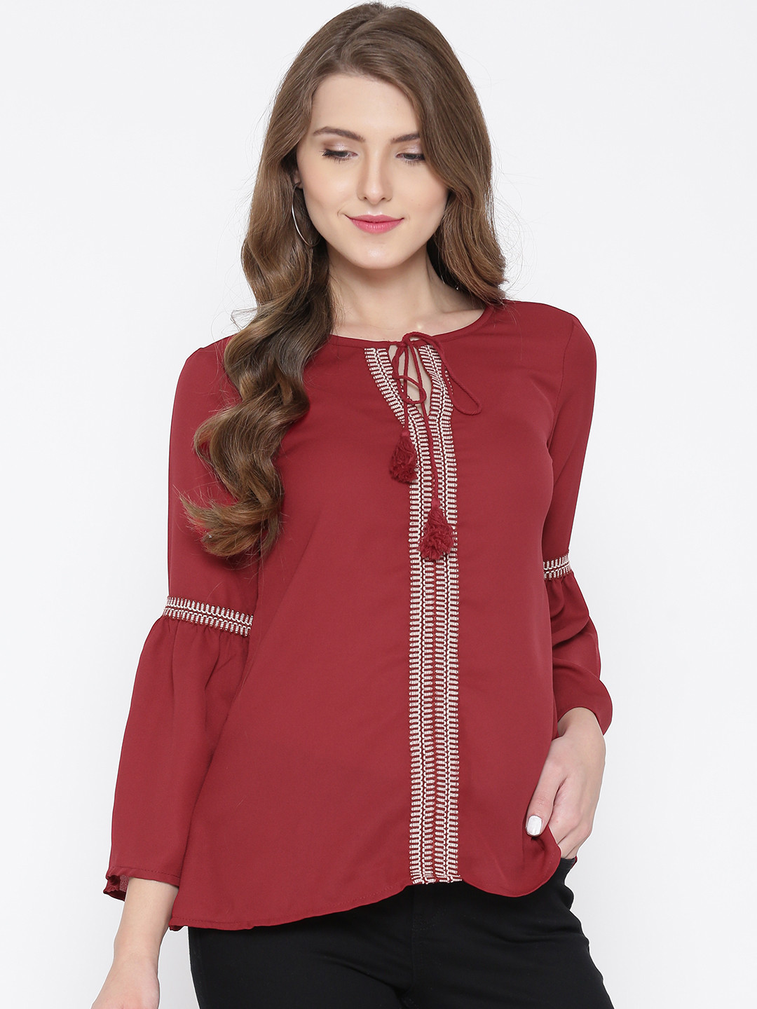 Buy HERE&NOW Women Maroon Solid Top - Tops for Women 2055534 | Myntra