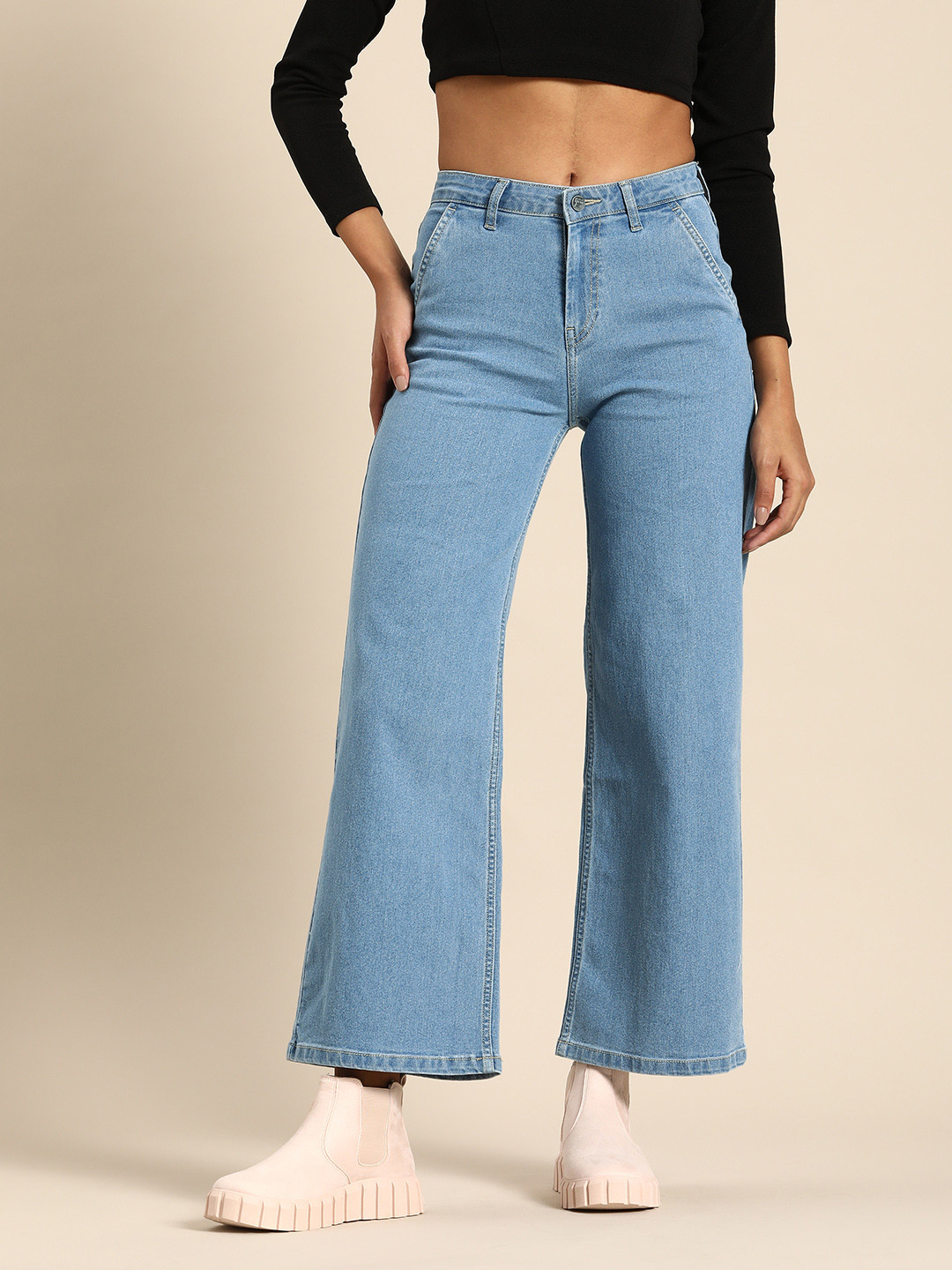 Buy All About You Women Flared High Rise Heavy Fade Stretchable Jeans ...