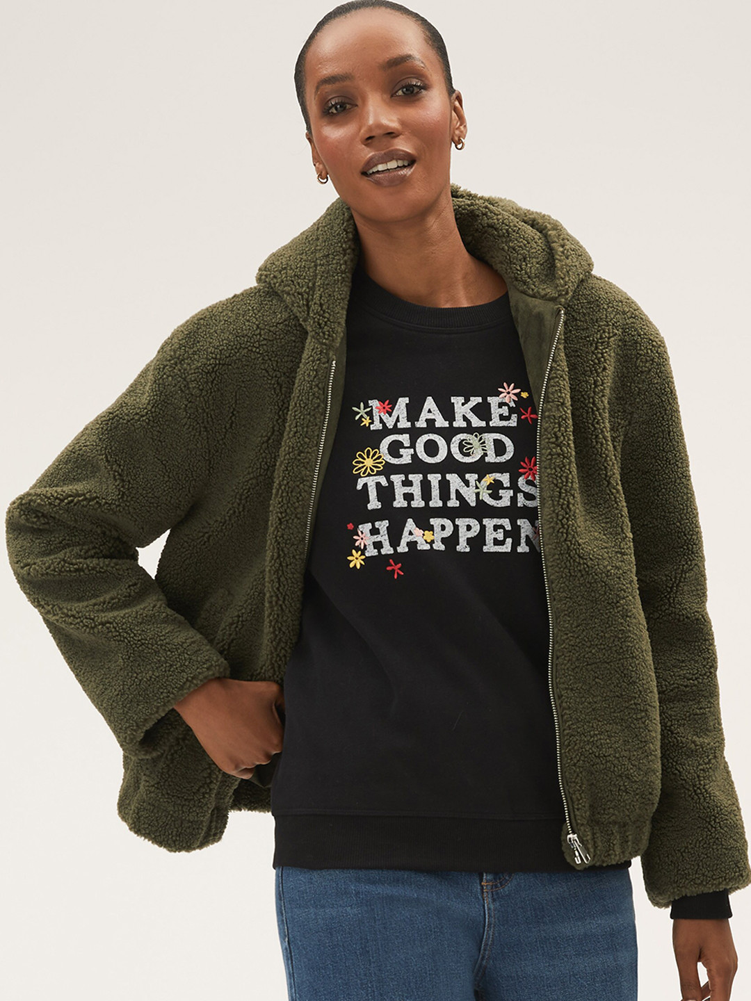 Buy Marks & Spencer Women Green Lightweight Bomber Jacket - Jackets for ...