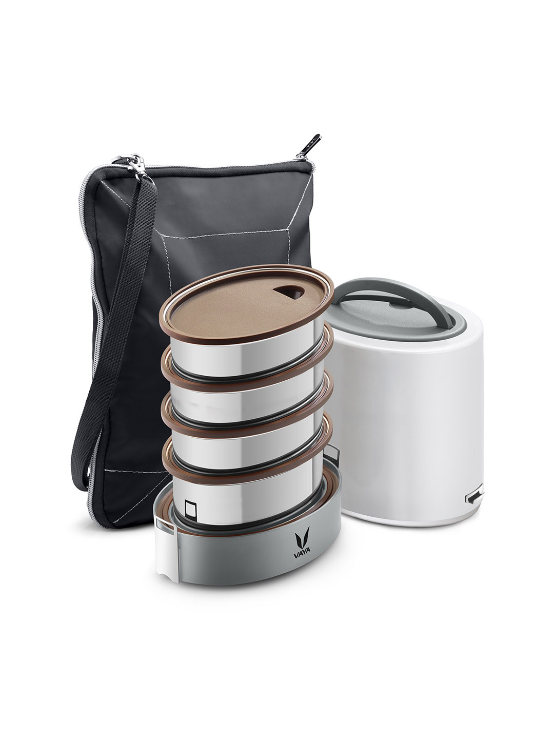 Buy Vaya White Solid Stainless Steel Lunch Box 1.3L - Lunch Box for ...