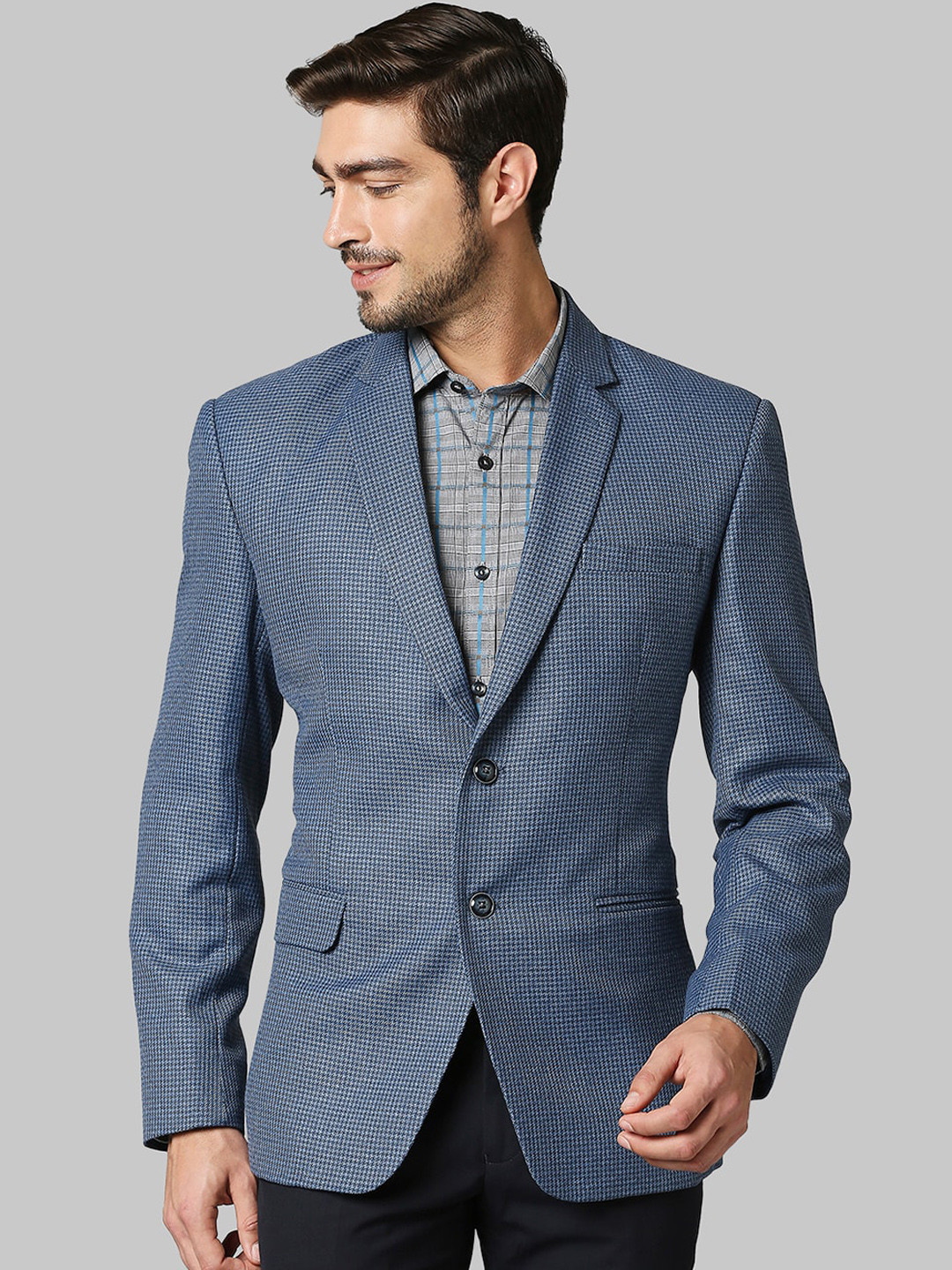 Buy Raymond Men Blue Checked Single Breasted Formal Blazer - Blazers ...