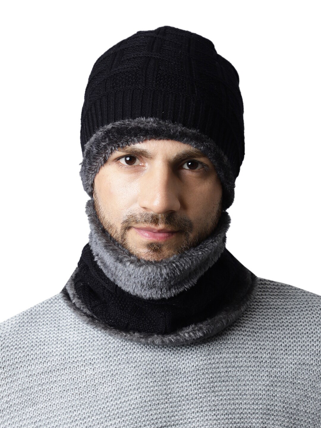 Buy ELLIS Men Black & Grey Balaclava Cap - Caps for Men 20566584 | Myntra