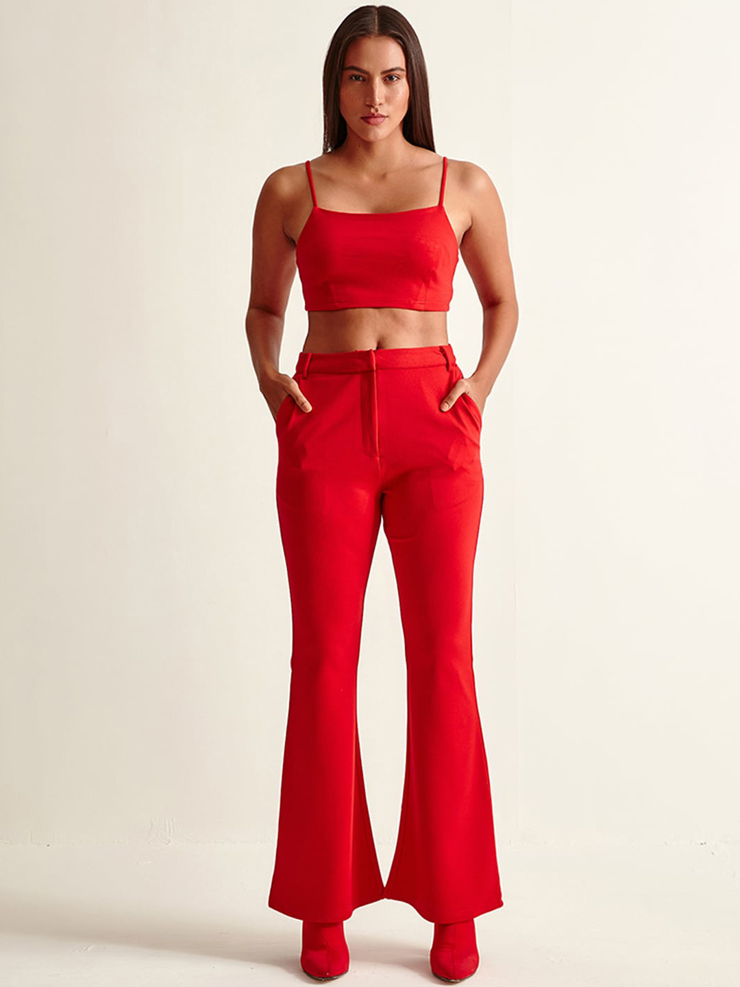 Buy COVER STORY Women Red Flared Trousers - Trousers for Women 20566592 ...