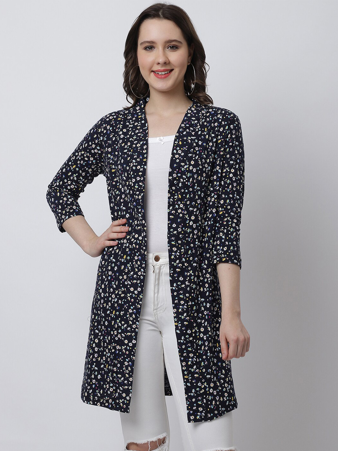 Buy Rute Women Black & White Printed Cotton Shrug - Shrug for Women ...