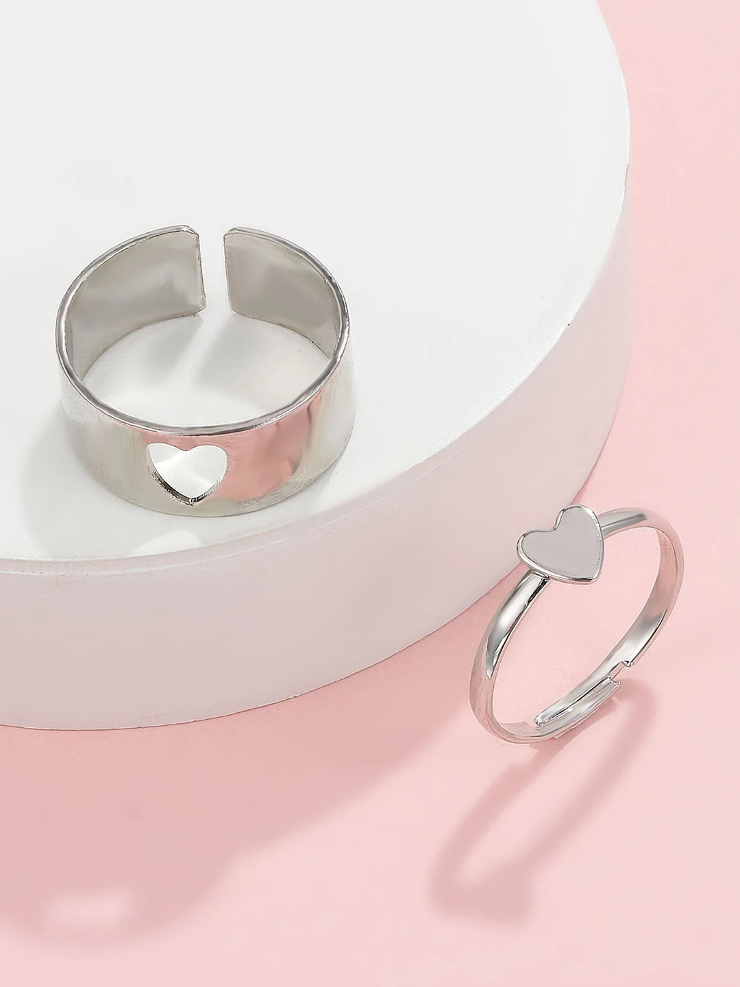 Buy Pinapes Set Of 4 Gold Plated & Silver Plated Adjustable Finger Ring ...