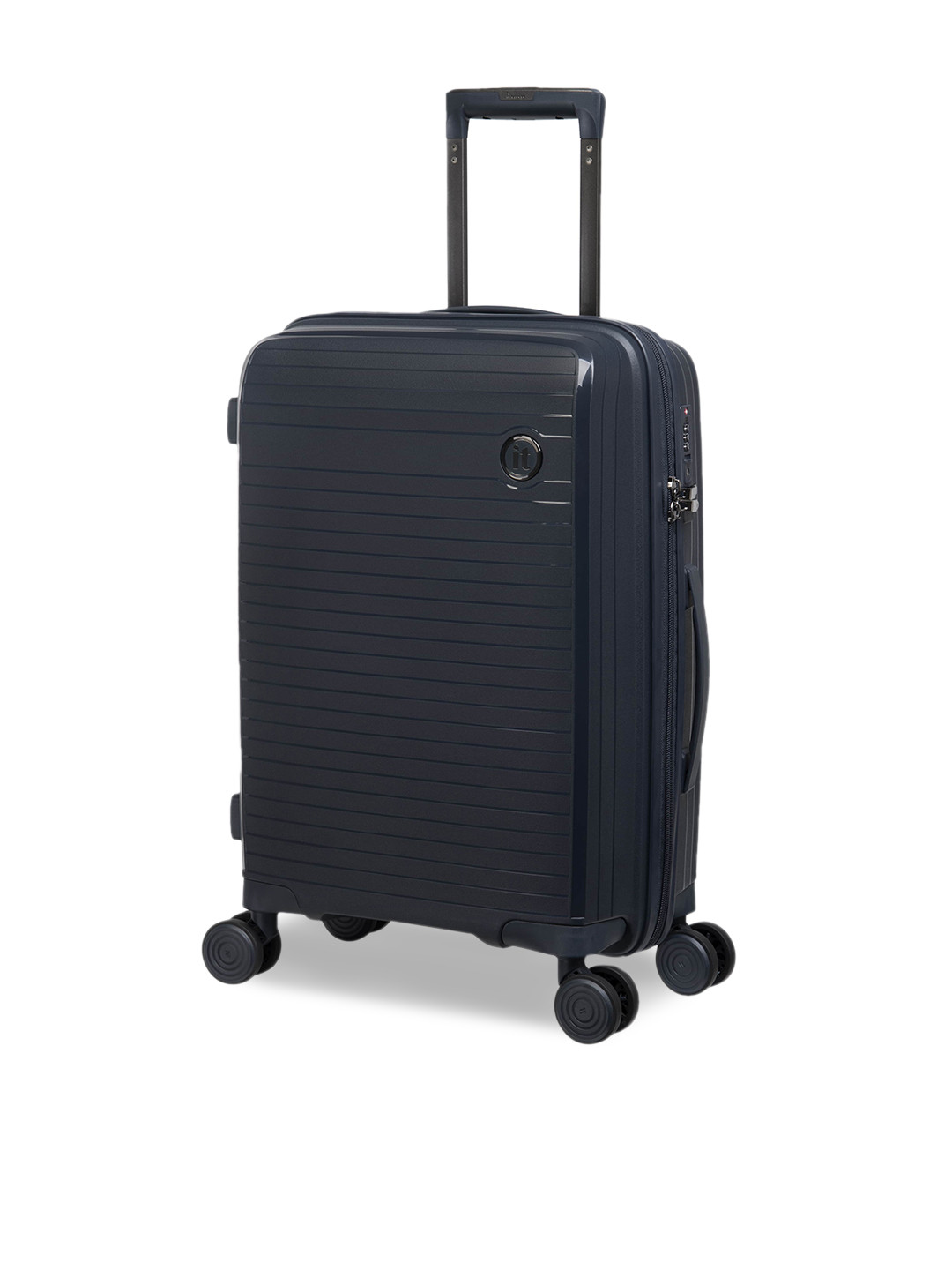 Buy IT Luggage Blue Textured Hard Sided Cabin Trolley Suitcase ...