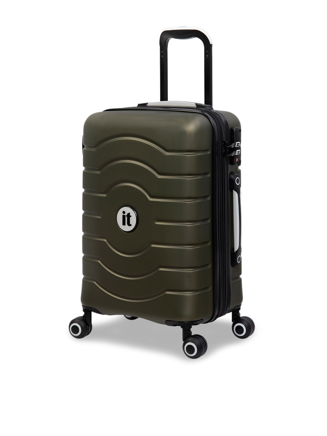 Buy IT Luggage Olive Black Textured Hard Sided Cabin Trolley Suitcase ...