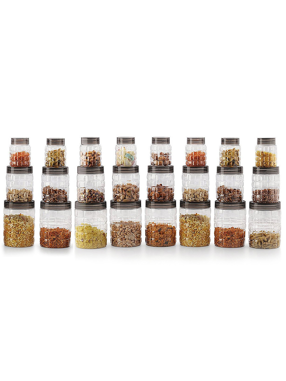 Buy Cello Checkers Set Of 24 Grey Airtight Kitchen Storage Plastic ...