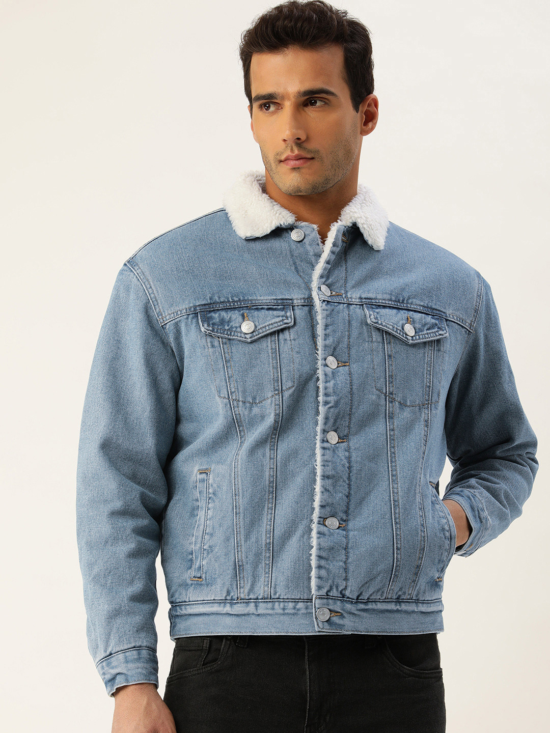 Buy FOREVER 21 Men Blue Washed Denim Jacket - Jackets for Men 20583488 ...