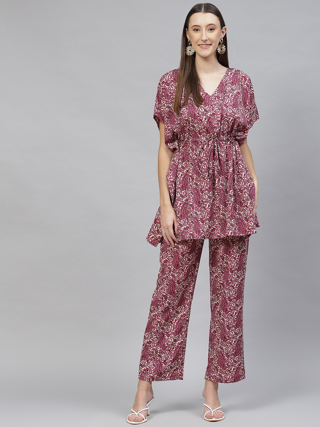 Buy Cottinfab Ethnic Motifs Printed Waist Tie Up Co Ords Co Ords For