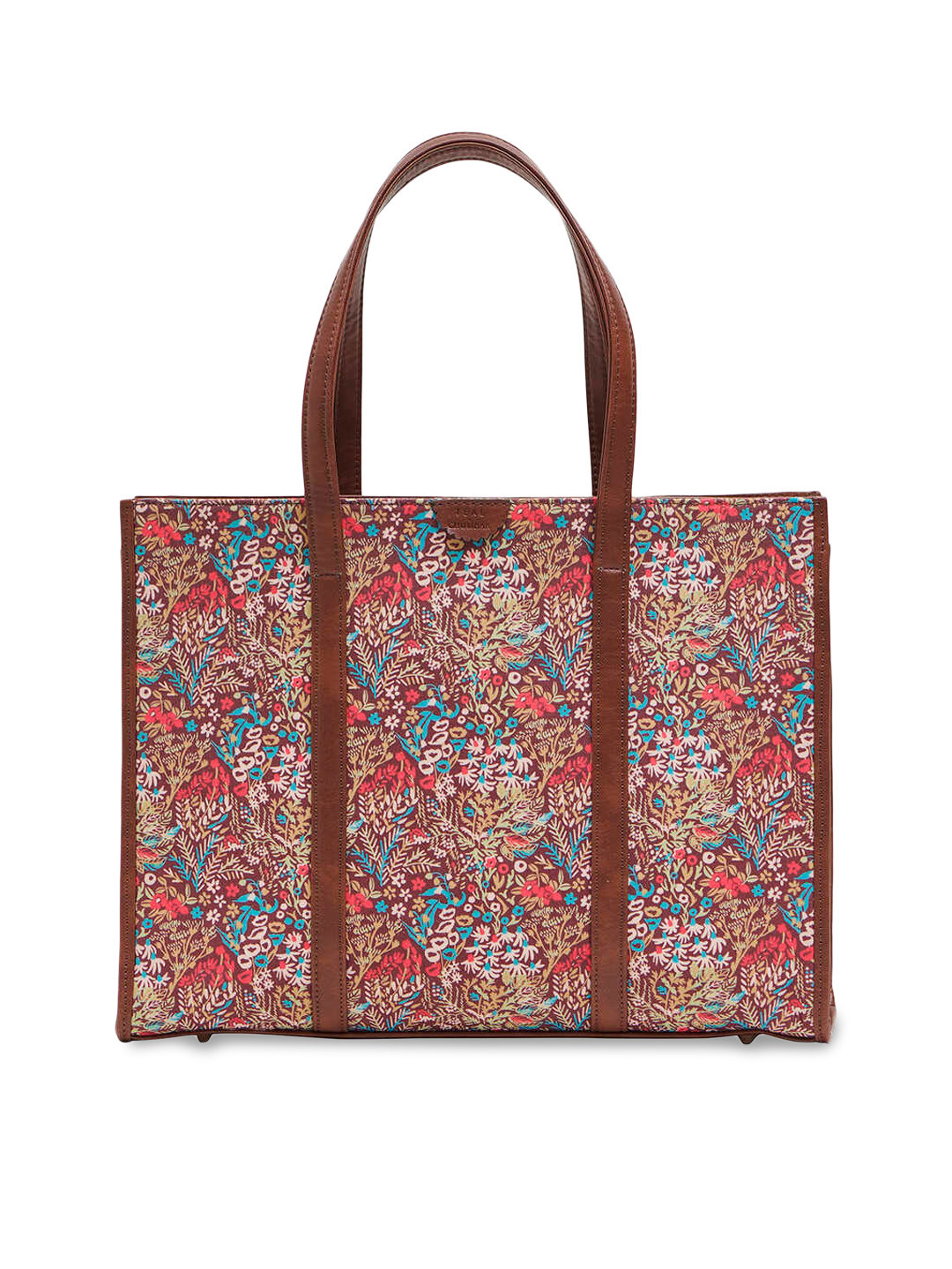 Buy Chumbak Brown Floral Printed Oversized Shopper Handheld Bag ...