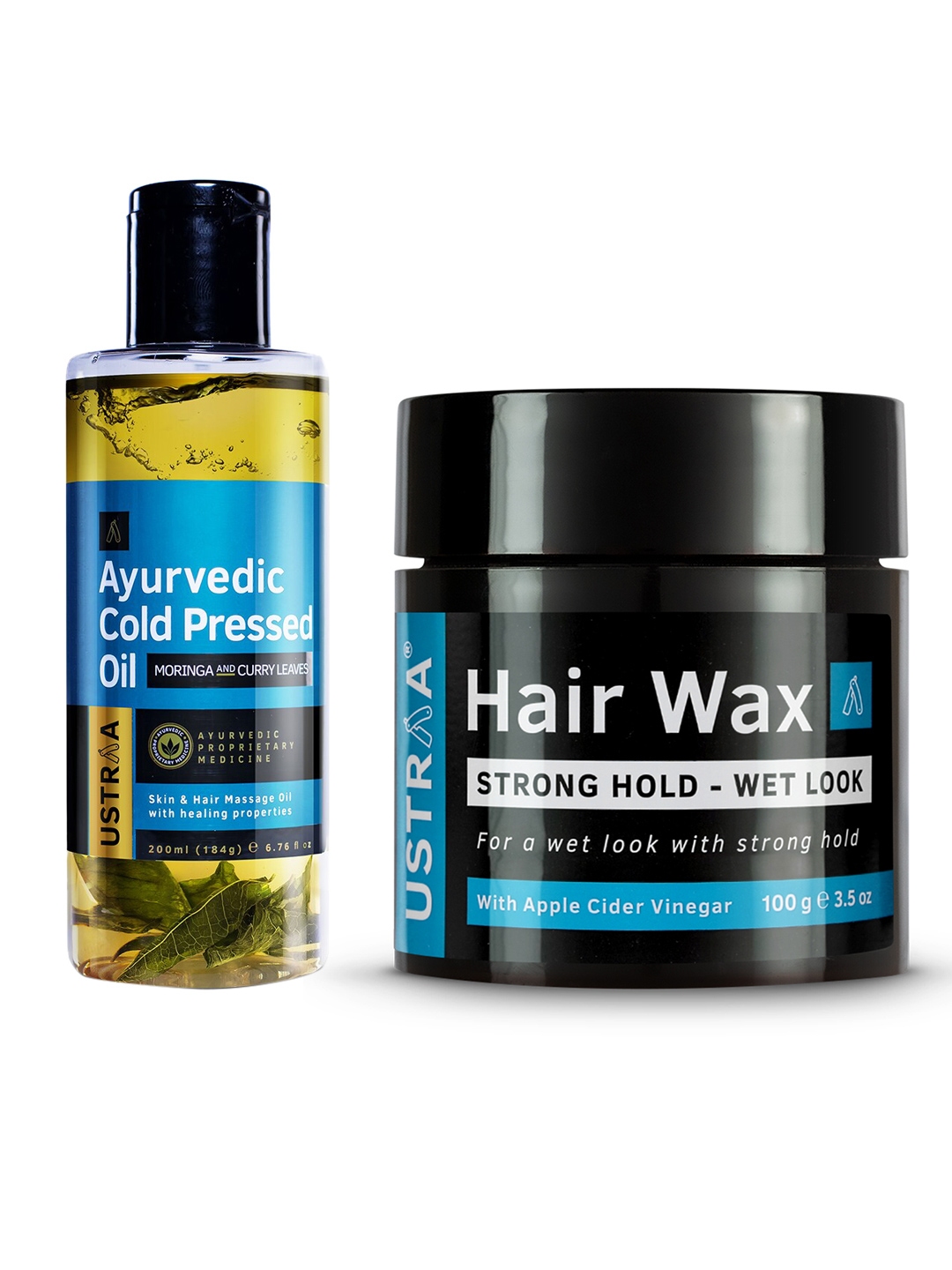 Buy Ustraa Men Set Of Ayurvedic Cold Pressed Oil 200 Ml And Strong Hold Wet Look Hair Wax 100 G