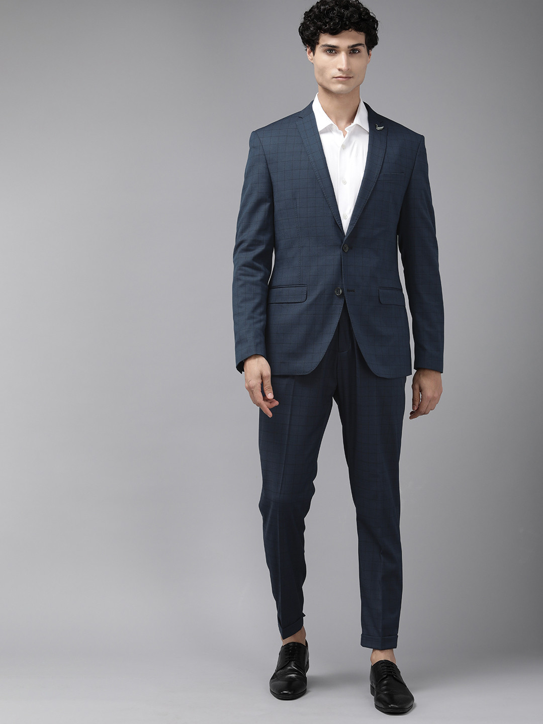 Buy Blackberrys Men Checked Single Breasted Phoenix Super Slim Fit Two ...