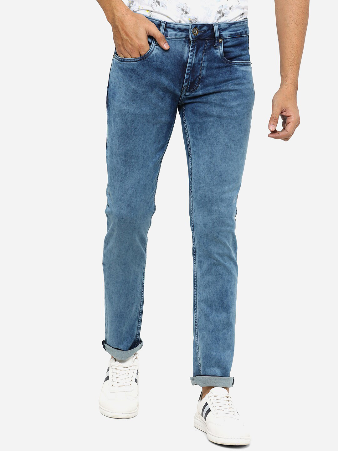 Buy JADE BLUE Men Blue Slim Fit Heavy Fade Jeans - Jeans for Men ...