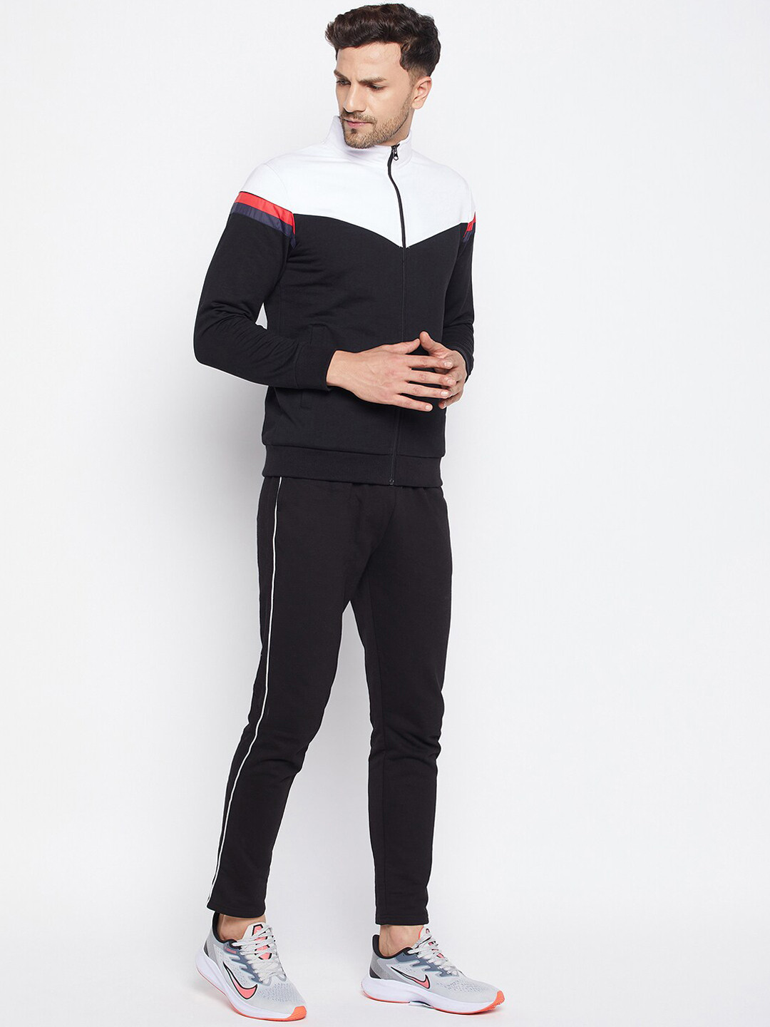 Buy WILD WEST Men Black & White Colourblocked Tracksuit - Tracksuits ...