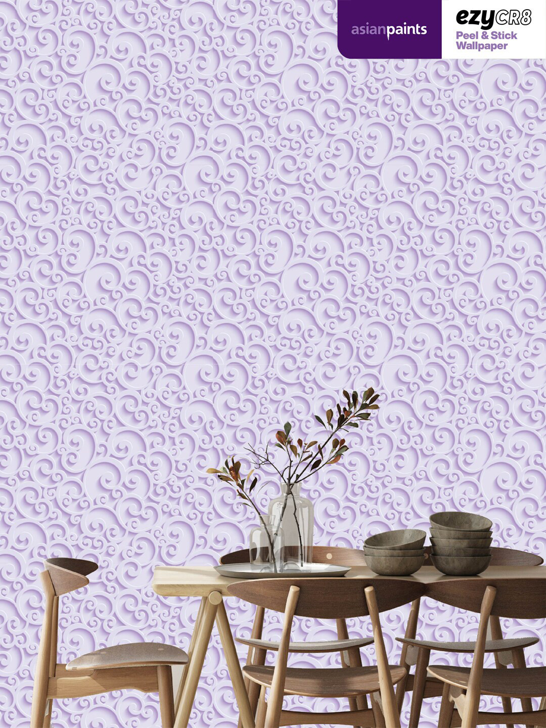 Buy Asian Paints Purple 3D Wallpapers Floral Curls Peel & Stick Self ...