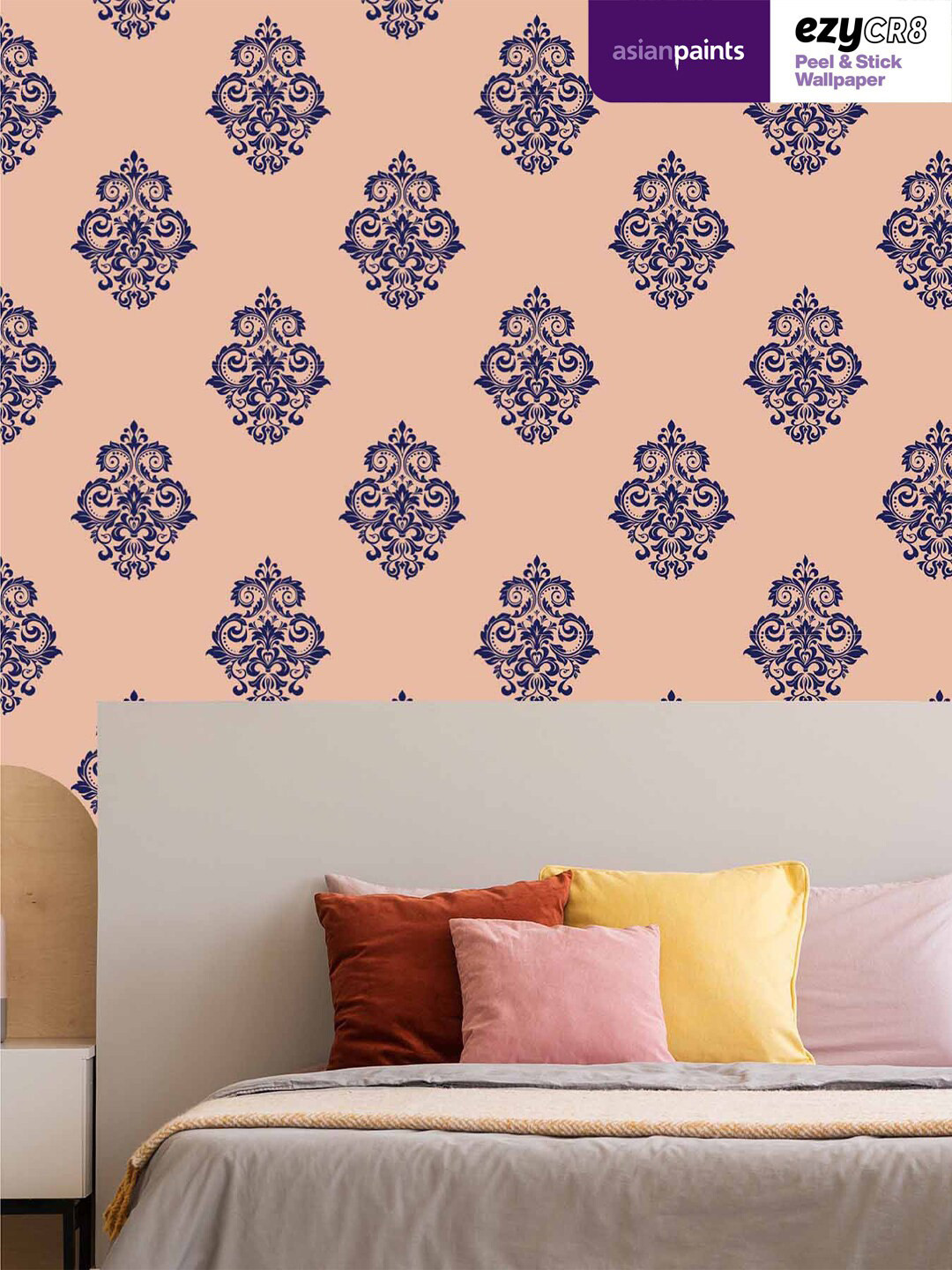 Buy Asian Paints Peach & Blue Peel & Stick Self Adhesive Wallpaper ...